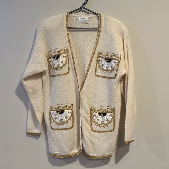 Vintage | Sweaters | Vintage Marisa Christina Clock Cardigan Sweater ...